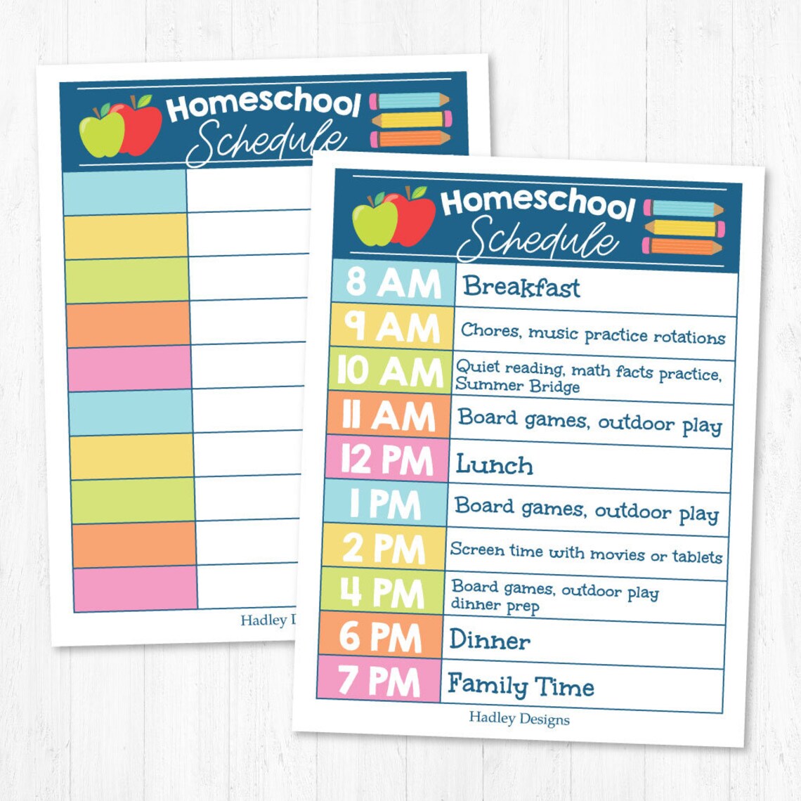 Homeschool Schedule Printable Kids Daily Routine Chart - Etsy