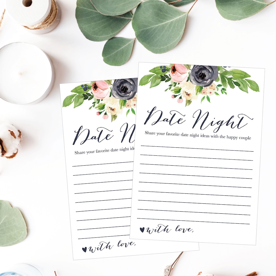 Printable Date Ideas Template, Date Ideas for Married Couples, Bridal ...