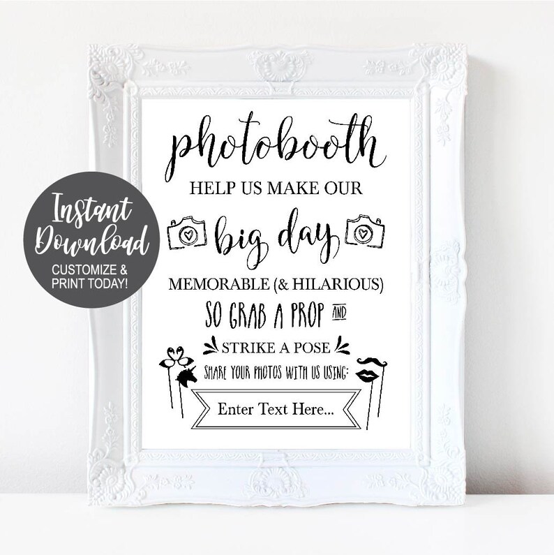Hashtag Sign Printable Hashtag Wedding Sign Printable | Etsy