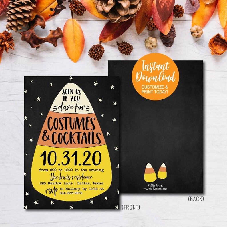 Candy Corn Halloween Costume Party Invitation, Costume Party Invitation ...
