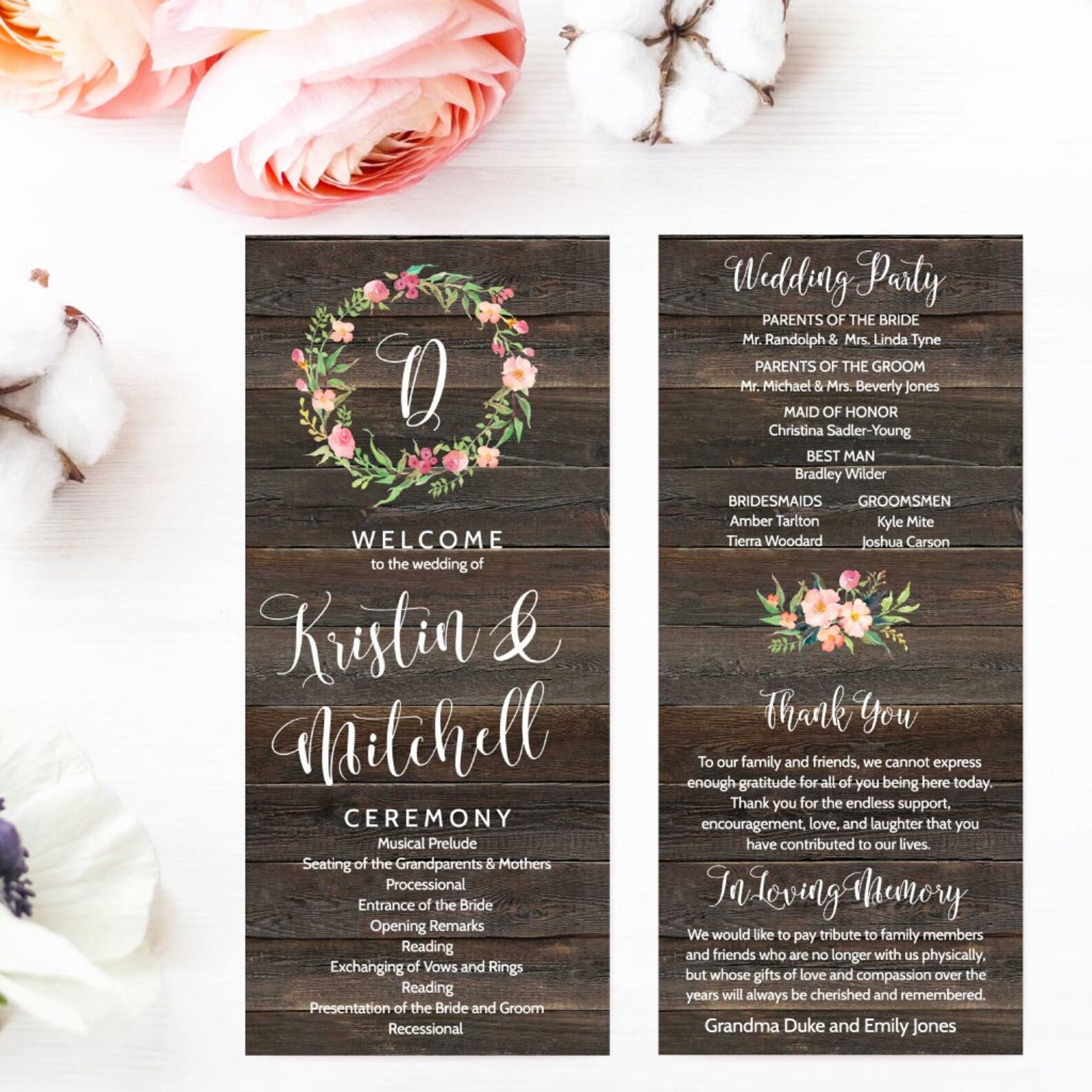 Instant Download Wedding Program Wedding Program Thank You - Etsy
