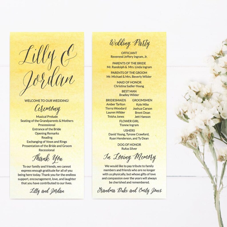 Instant Download Wedding Program Wedding Program Thank You | Etsy