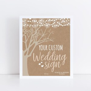 Tree Lights Kraft Rustic Wedding Custom Sign Template - Design Your Own ...