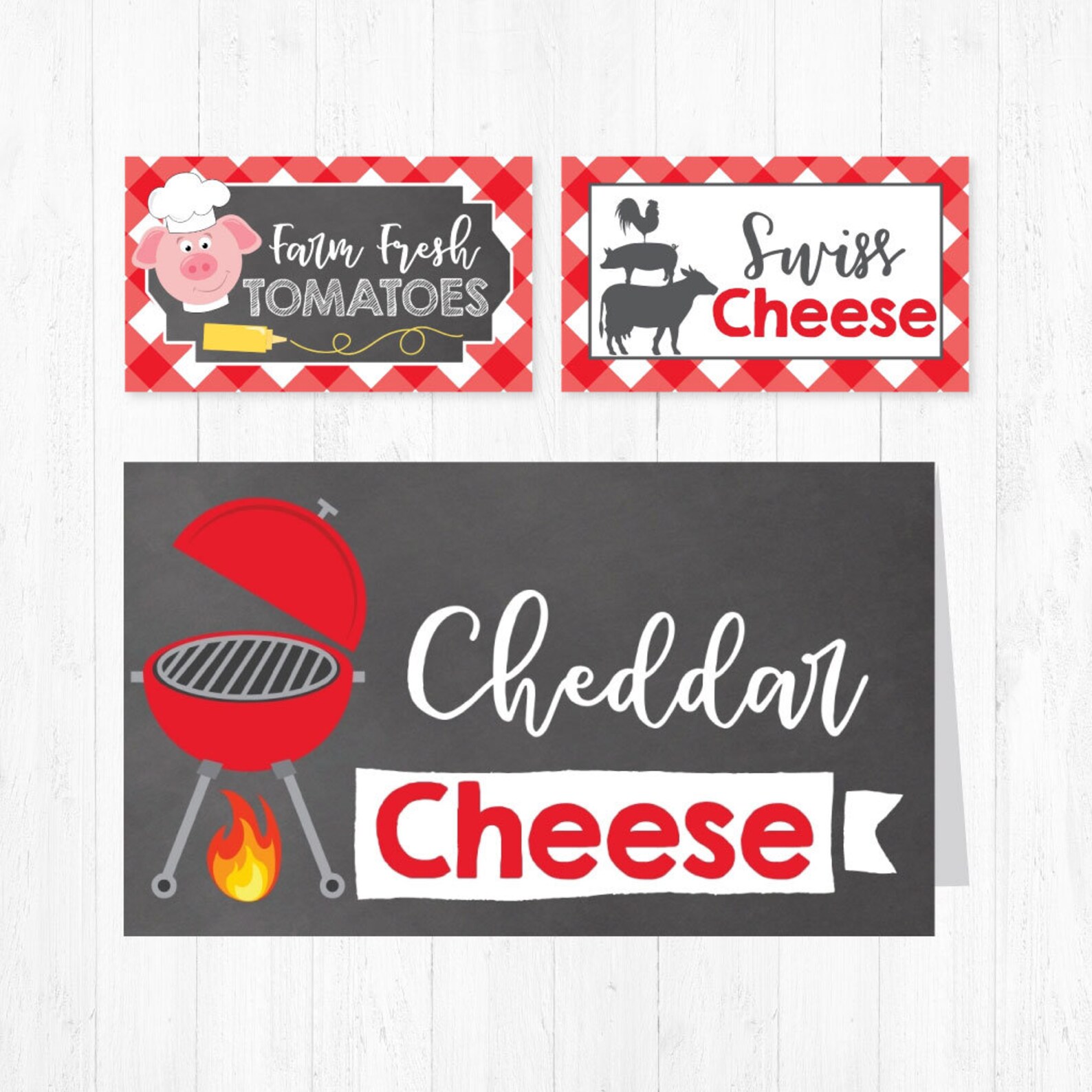Backyard BBQ Food Tent Cards Printable, Grill Cookout Food Labels ...