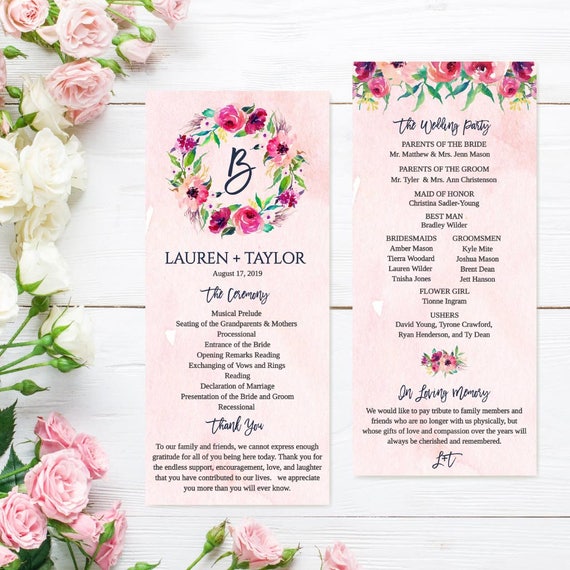 Wedding Program Thank You Messages Wedding Programs Online - Etsy