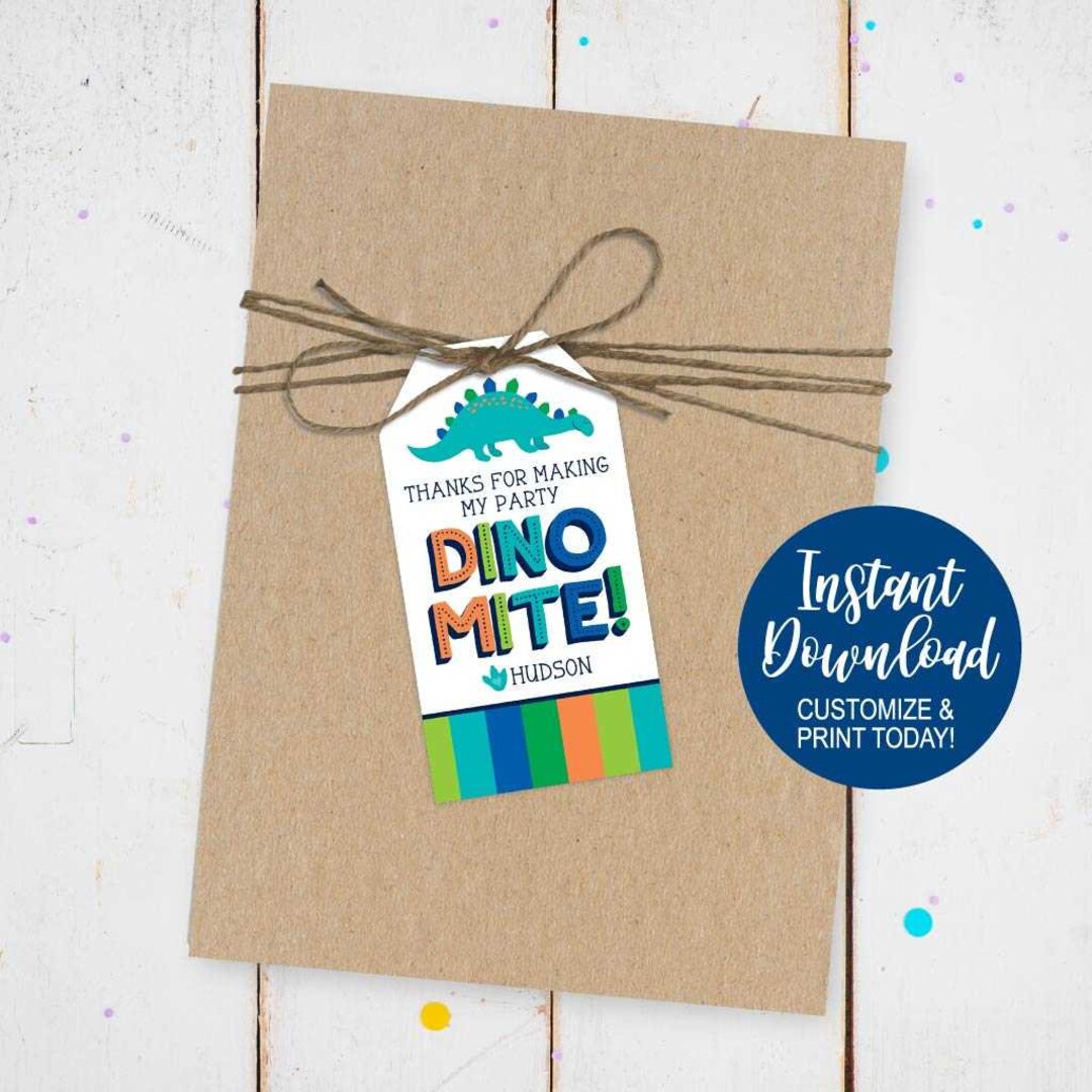 Printable Tags for Favors Dinosaur, Party Thank You Tags, Favor Labels ...