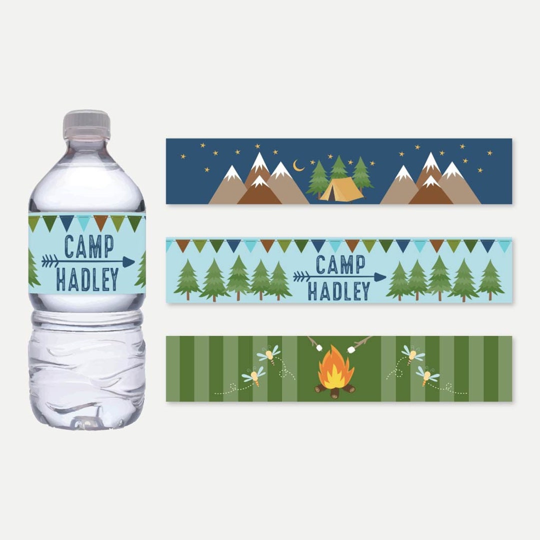 Family Campout Water Bottle Label Printable, Backyard Camping Drink ...