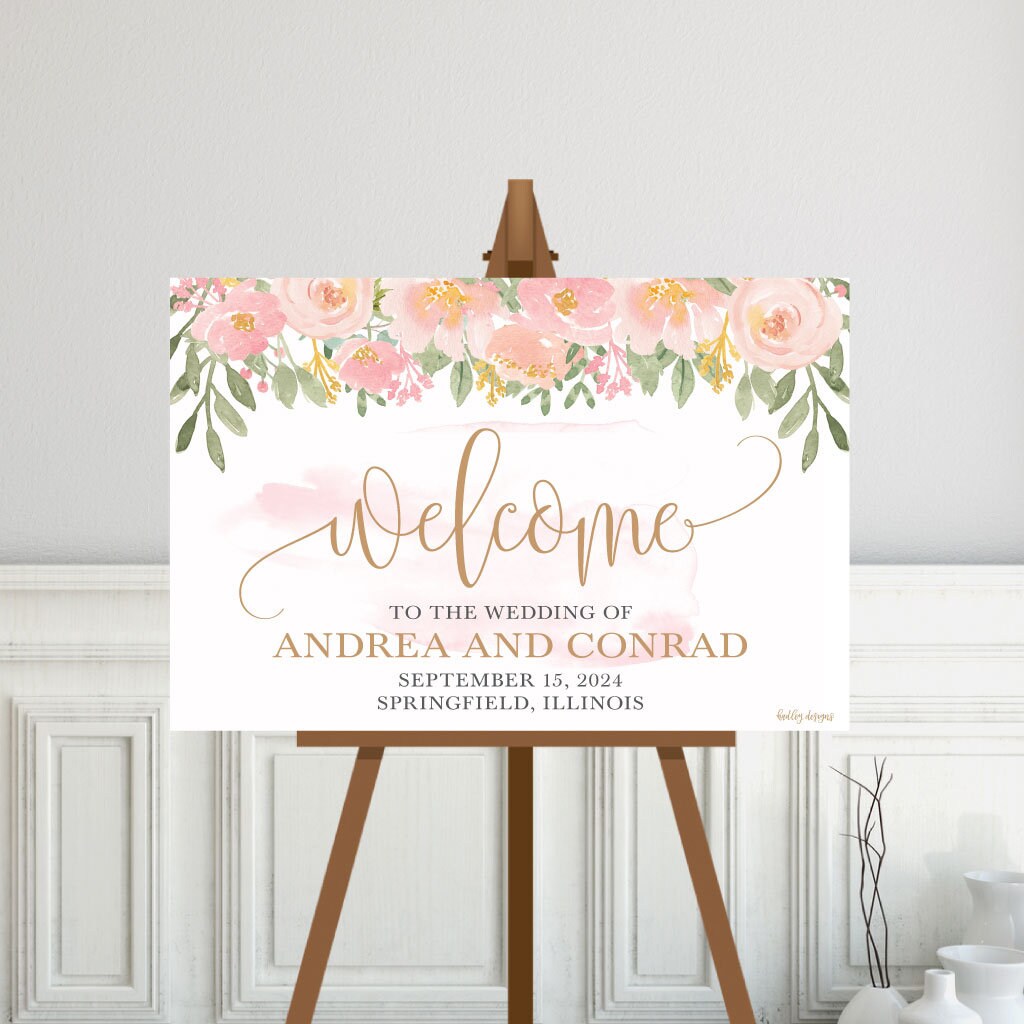 Blush Floral Arch Wedding Welcome Sign Template welcome Sign - Etsy