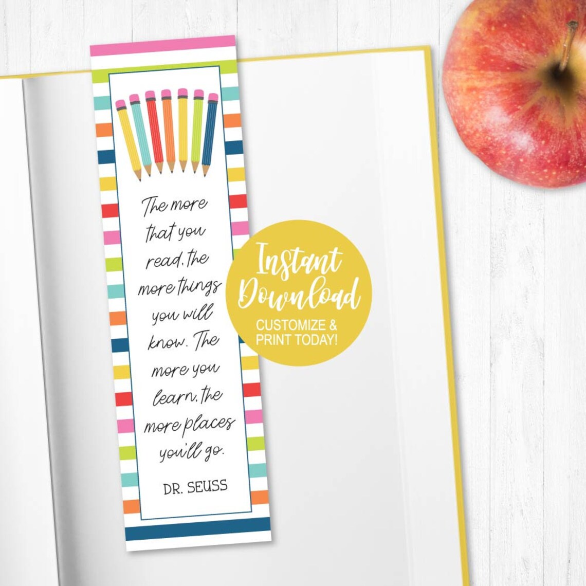 Bookmark Personalized School Printable Classroom Printables | Etsy