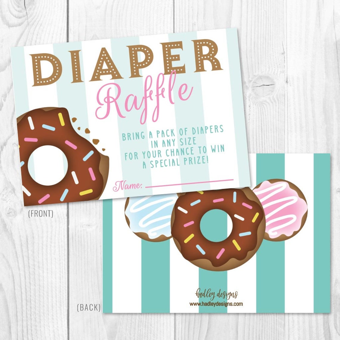 Donut Diner Baby Shower Diaper Raffle Template Ticket | Etsy