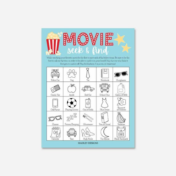Party Favors & Games Paper & Party Supplies Movie Night Printable Game ...