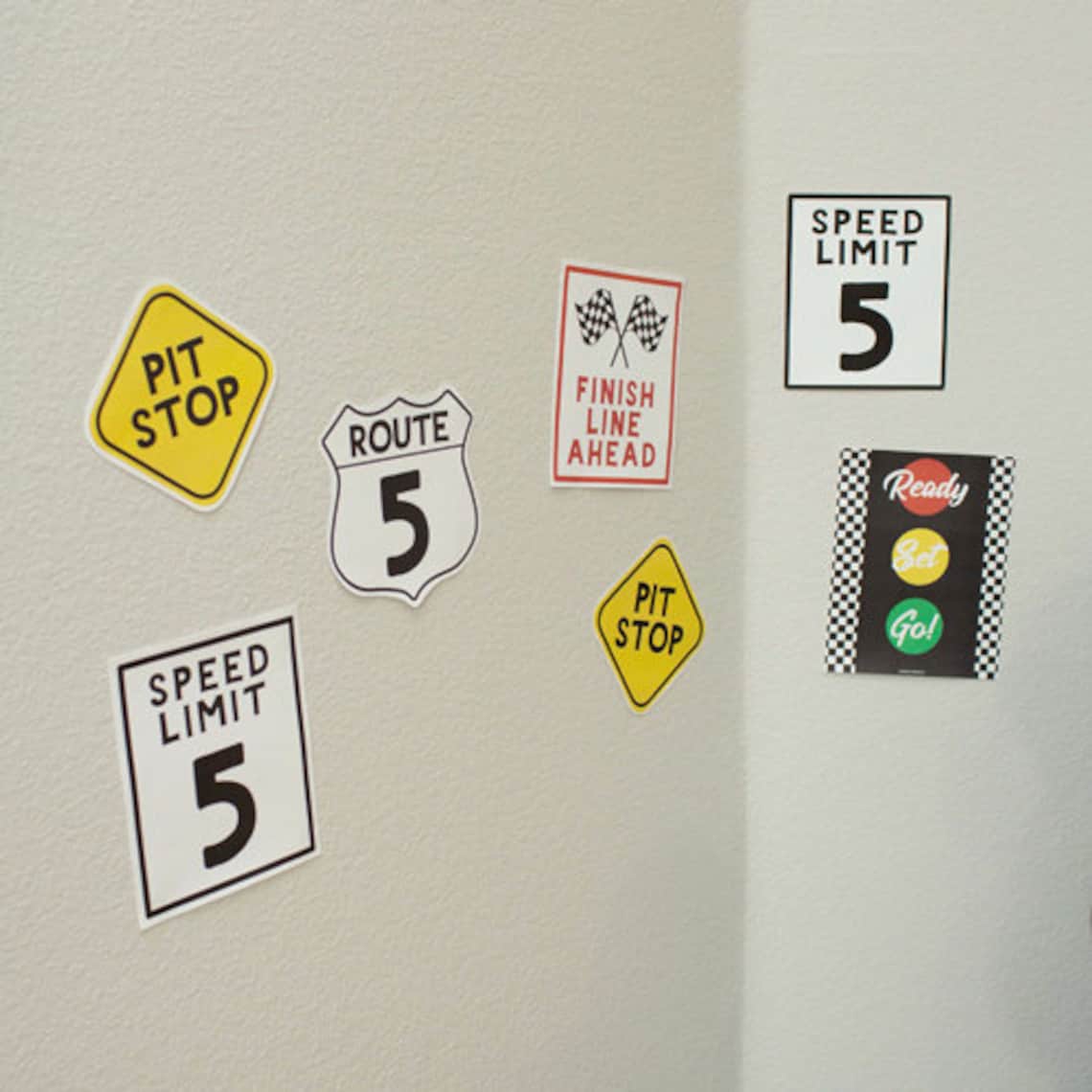 Race Car Birthday Party Road Signs, Editable Racing Cars Party ...