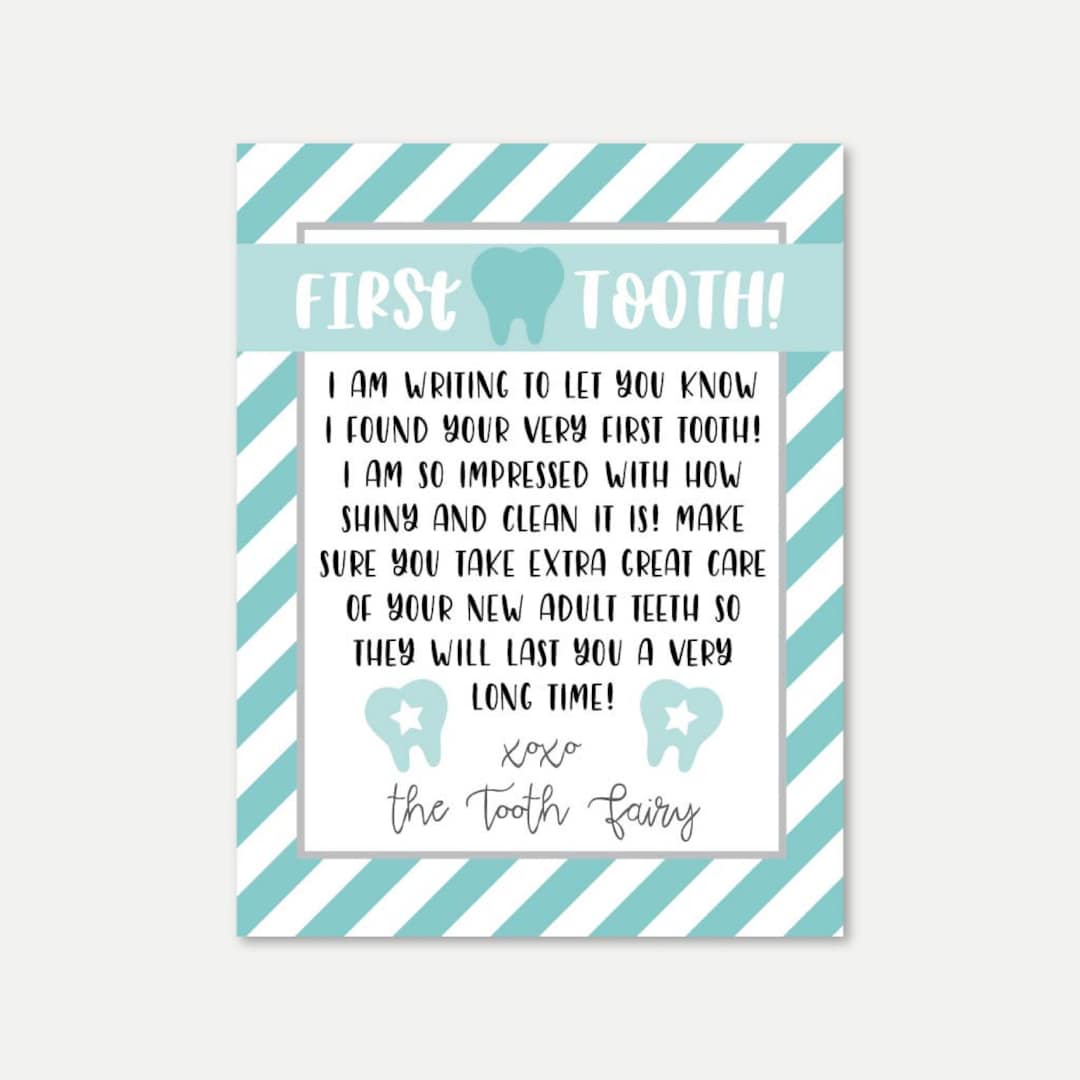 Tooth Fairy Letter Printable, Lost First Tooth Message Template, Cute ...