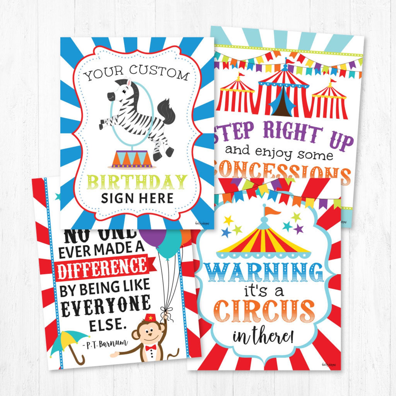 Carnival Kids Party Sign Set Templates Custom Sign Favors - Etsy