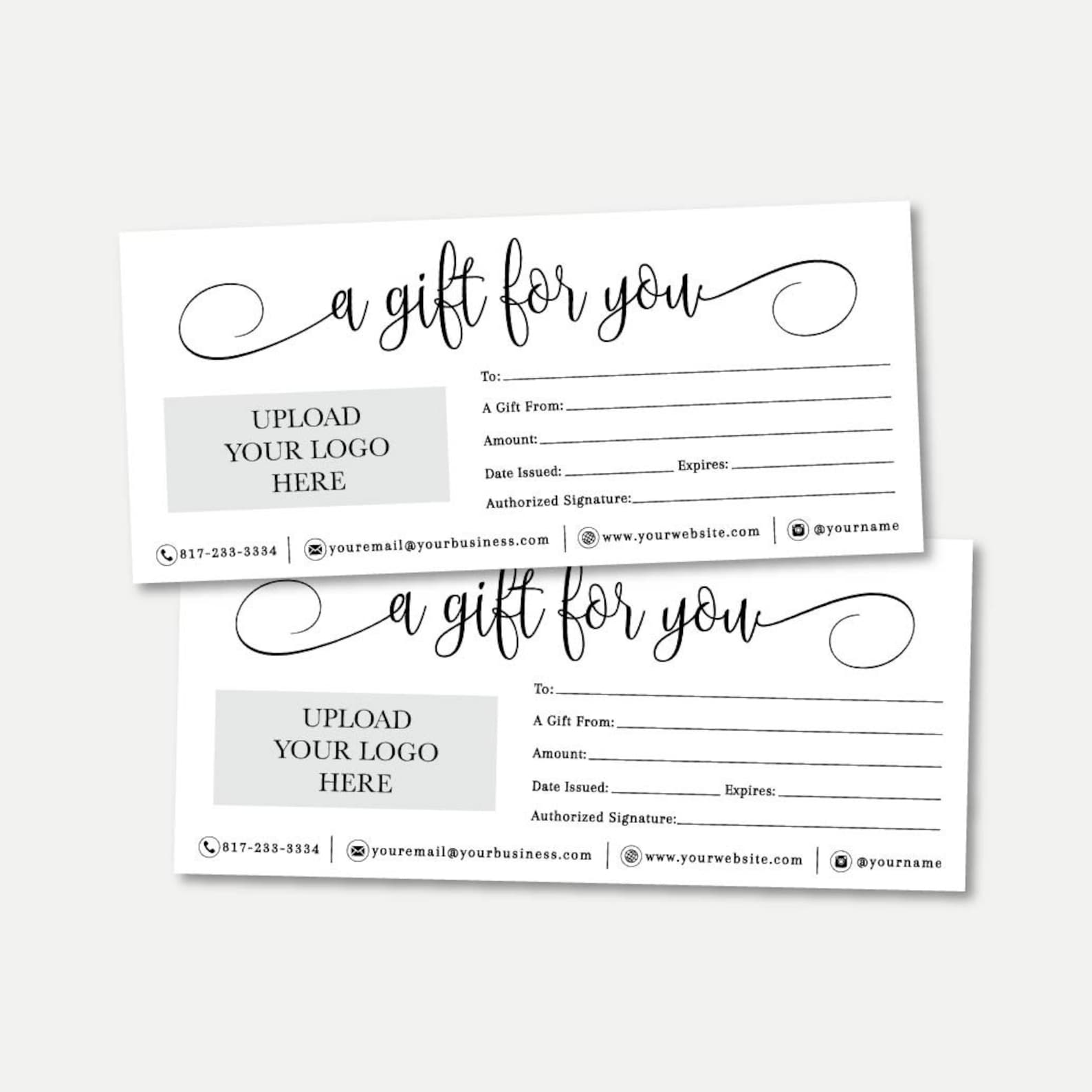 Simple Black and White Script Gift Certificate Template - Etsy