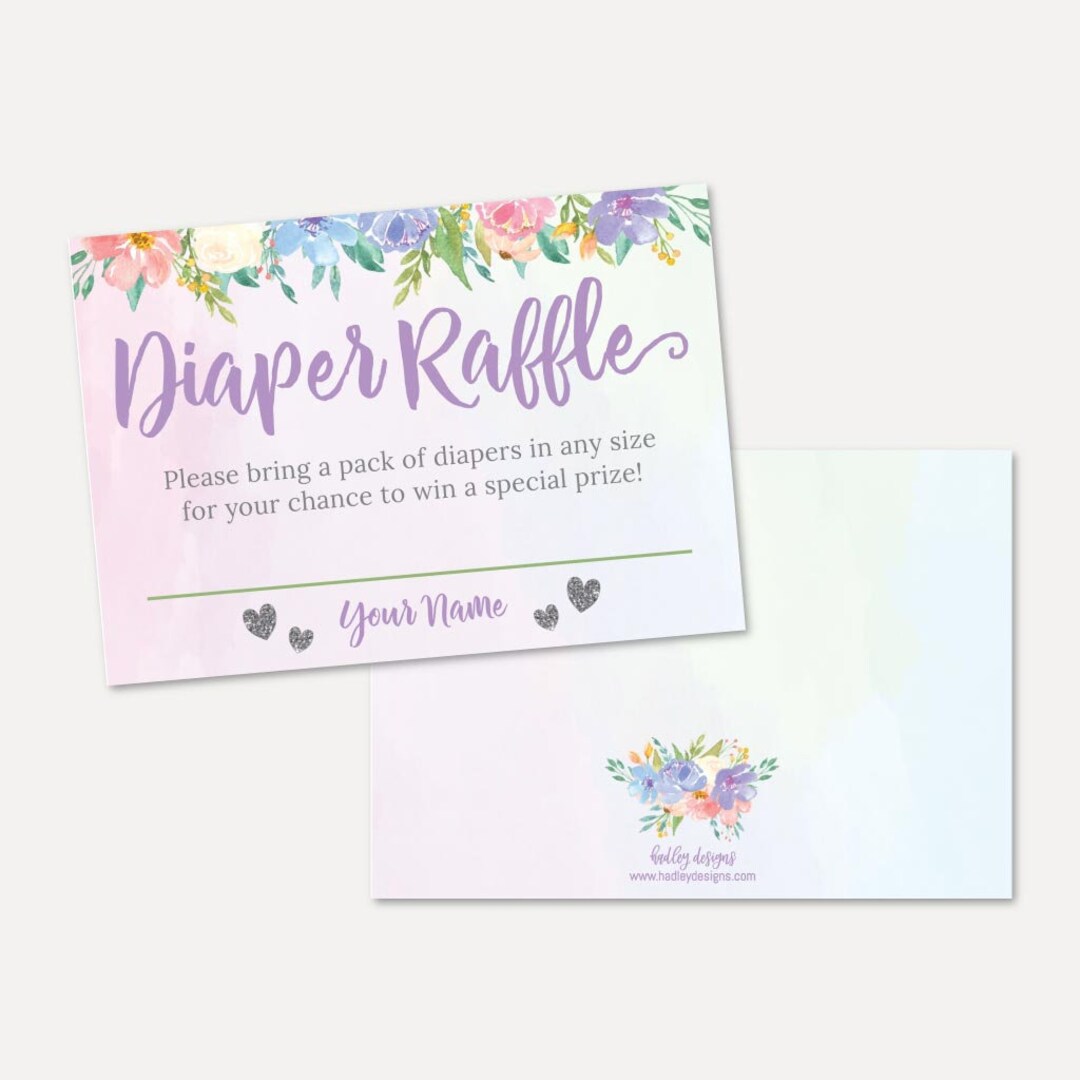 Silver Glitter Unicorn Baby Shower Diaper Raffle Template -ticket ...