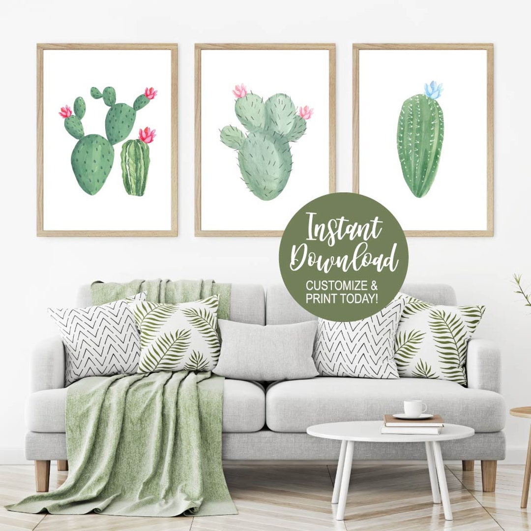 Printable Cactus Plant Decor, Cacti Flower Art, Southwestern Cactus ...