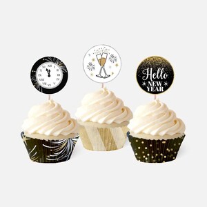 New Years Eve Party Cupcake Topper Template - Printable New Years ...