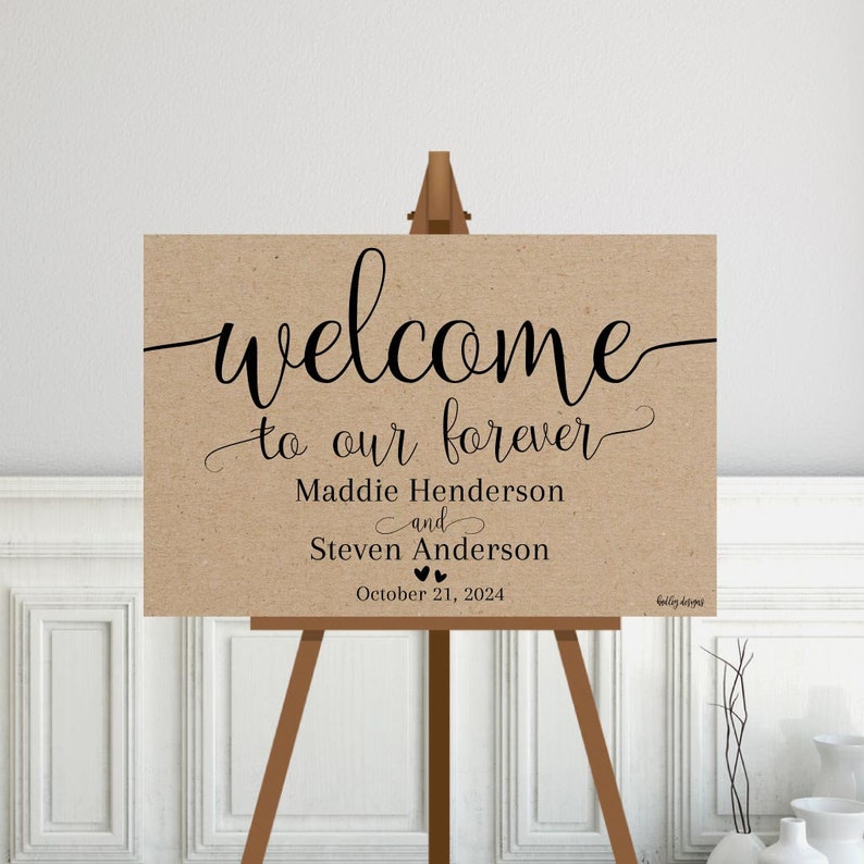 Kraft Calligraphy Wedding Welcome Sign Template Welcome Sign | Etsy