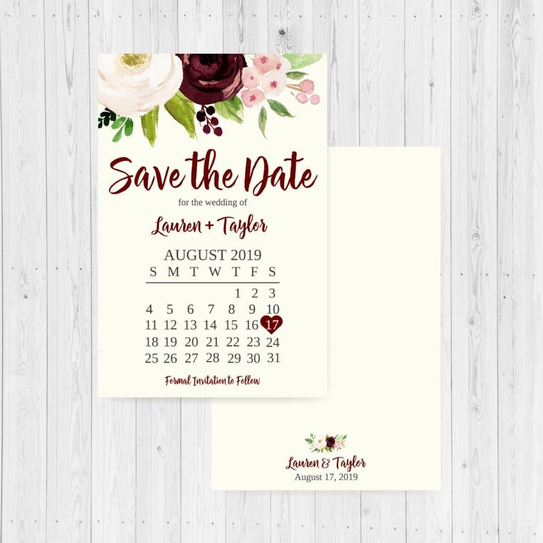 Printable Save the Date Wedding Invitations, Save the Dates Template ...