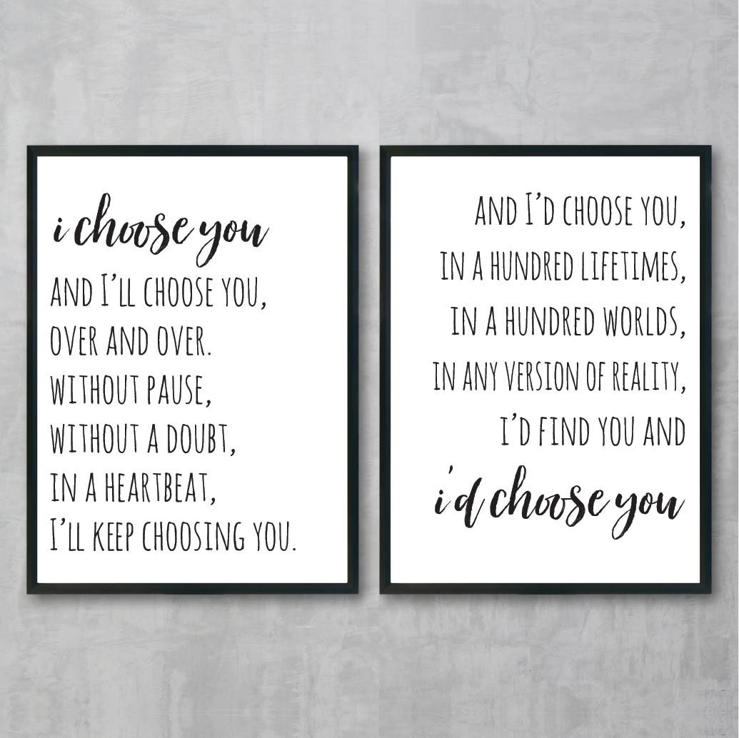 I Choose You and I'll Always Choose, Minimalist Art, Bedroom Wall Art ...