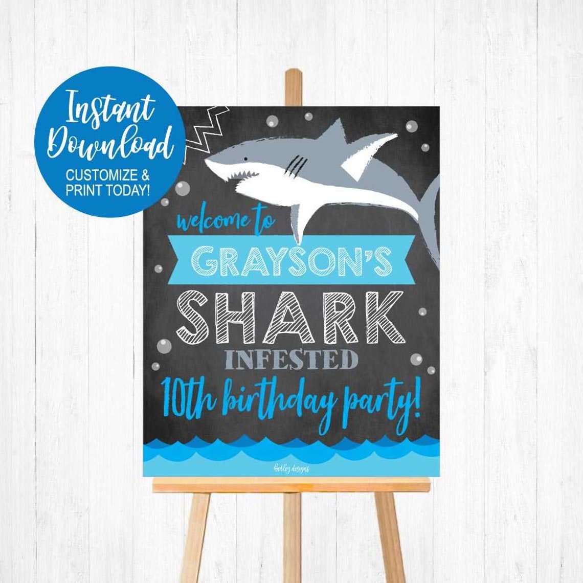 Shark Birthday Welcome Sign Sharkbirthday Party Welcome - Etsy
