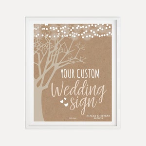 Tree Lights Kraft Rustic Wedding Custom Sign Template - Design Your Own ...
