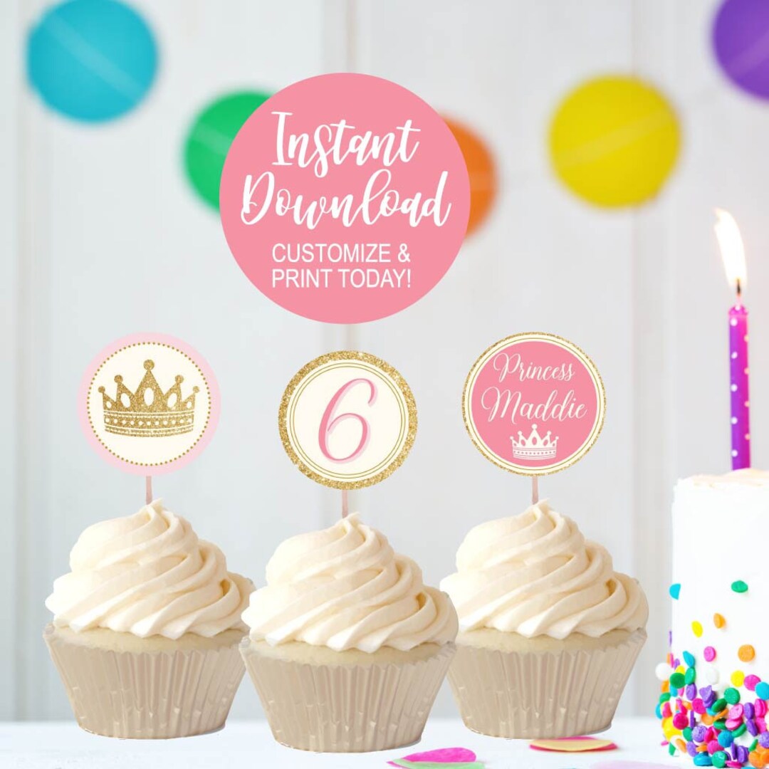 Party Toppers, Princess Birthday Party, Printable Toppers, Personalized ...