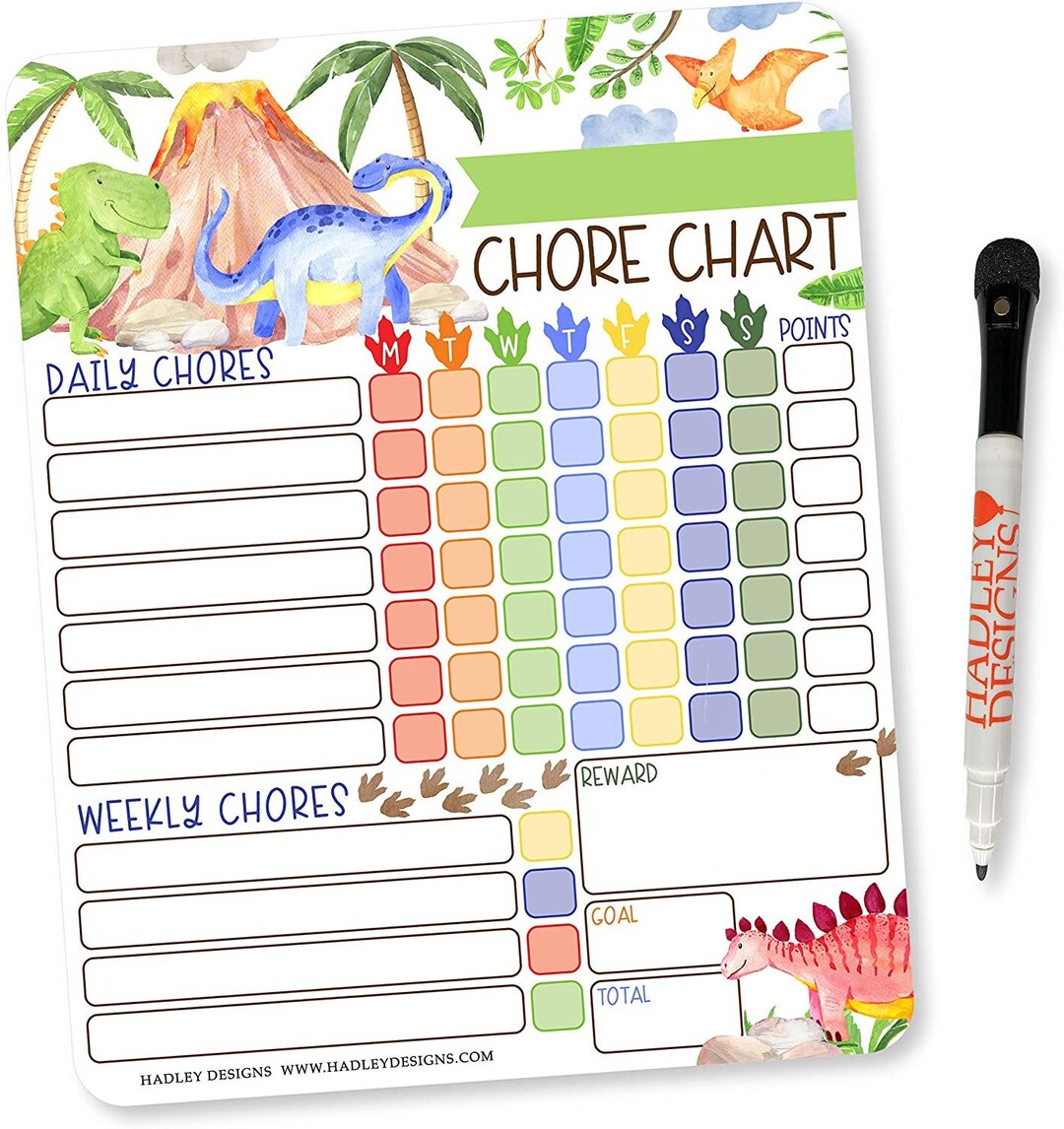 Dinosaur Kids Chore Chart Family Chore Chart Toddler Routine Family ...