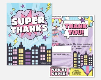Editable Superhero Thank You Card Template Printable (Download Now) - Etsy
