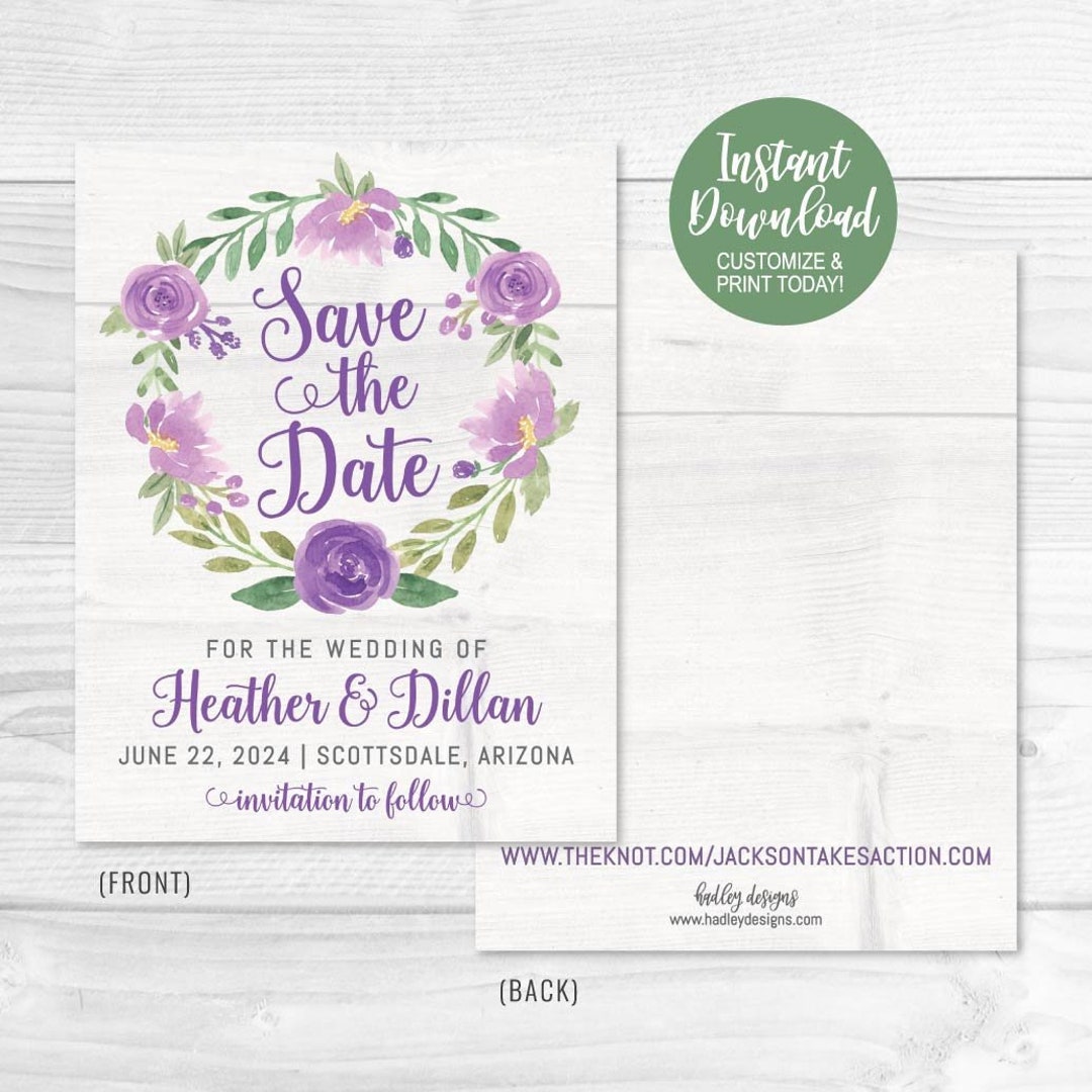 Printable Save the Date Wedding Invitations, Save the Dates Template ...