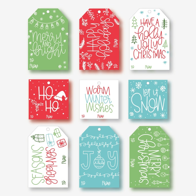 Holiday Gift Tags Template Printable Christmas Tags Merry | Etsy