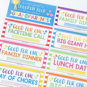 Grandparents Day Printable Coupon Book, Mothers Day Gift for Grandma ...