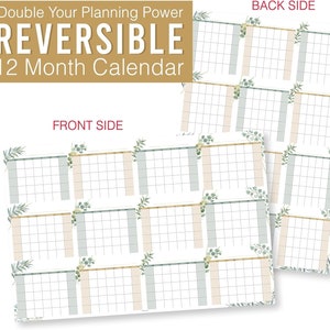 Greenery 12 Month Dry Erase Calendar for Wall - Large Calendar ...