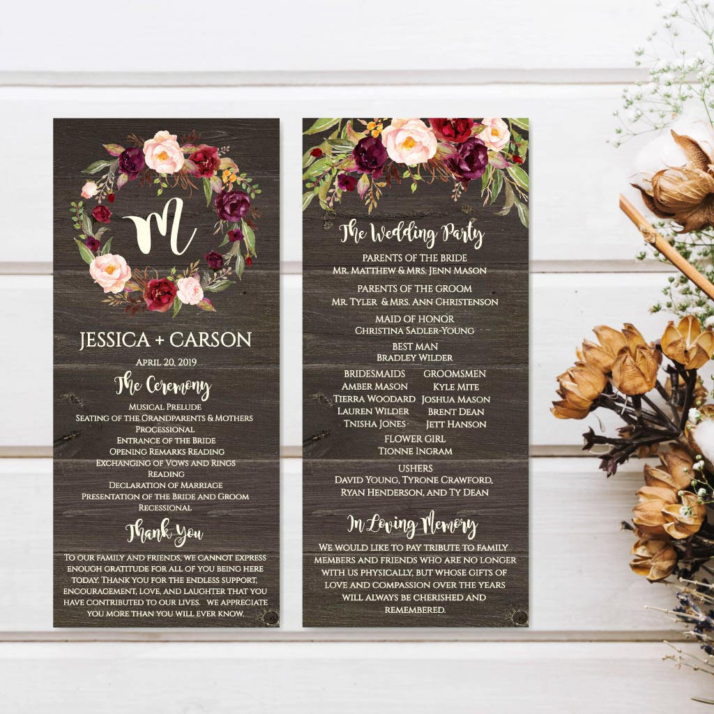 Wedding Program Thank You Messages, Wedding Programs Online Template ...