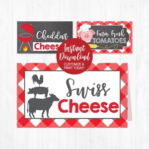 Backyard BBQ Food Tent Cards Printable, Grill Cookout Food Labels ...