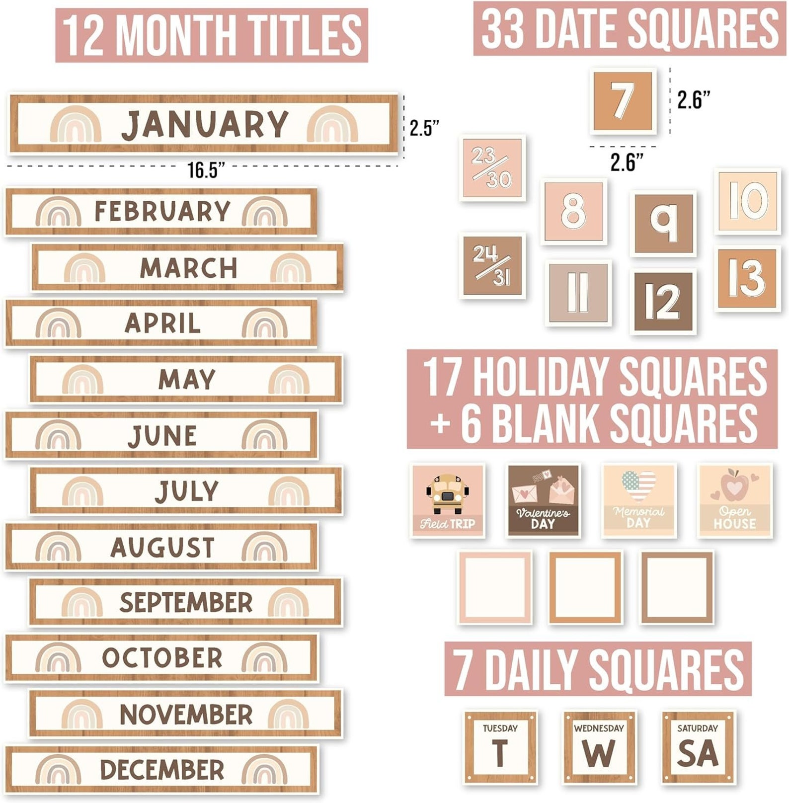 Boho Classroom Calendar Set Bulletin Board - Bulletin Board Calendar ...