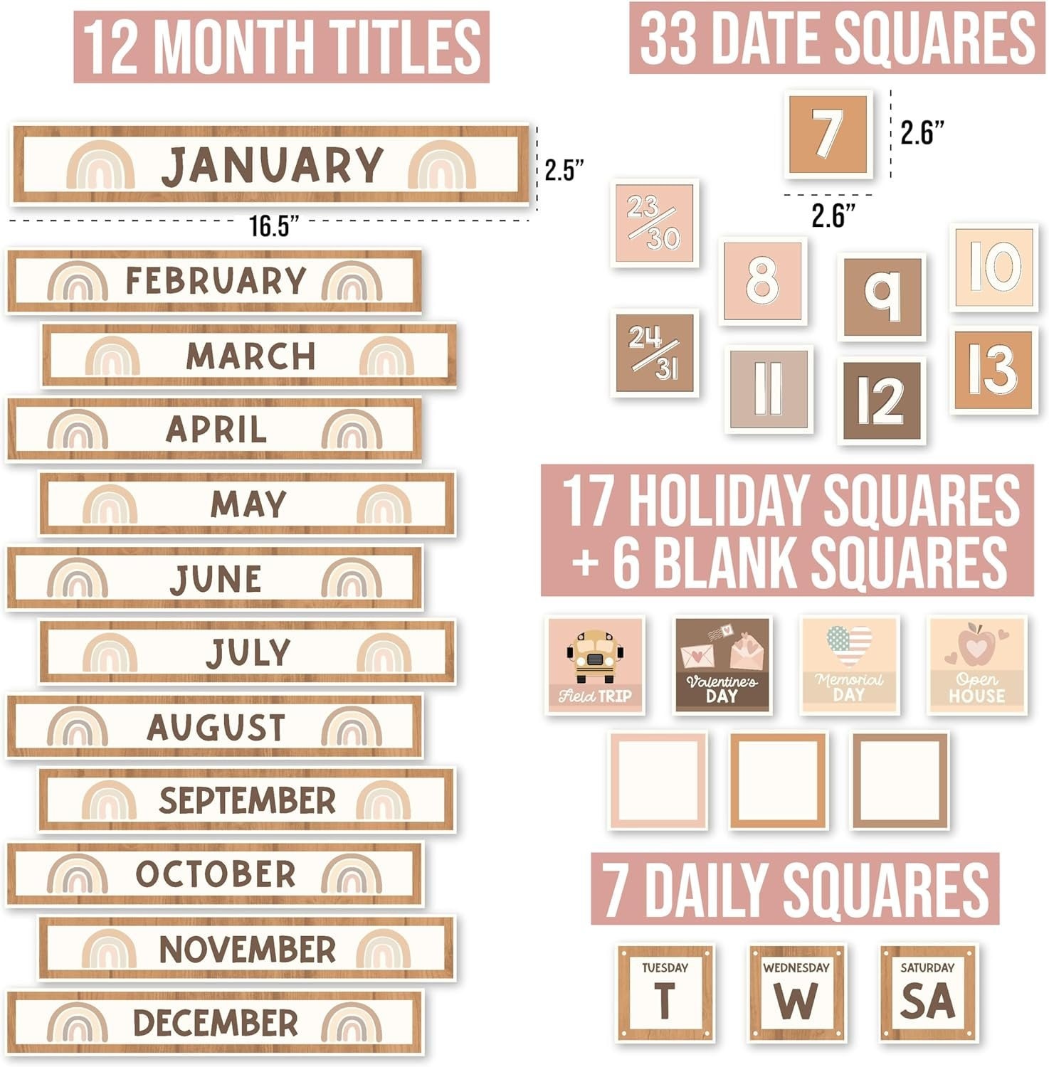 Boho Classroom Calendar Set Bulletin Board - Bulletin Board Calendar ...