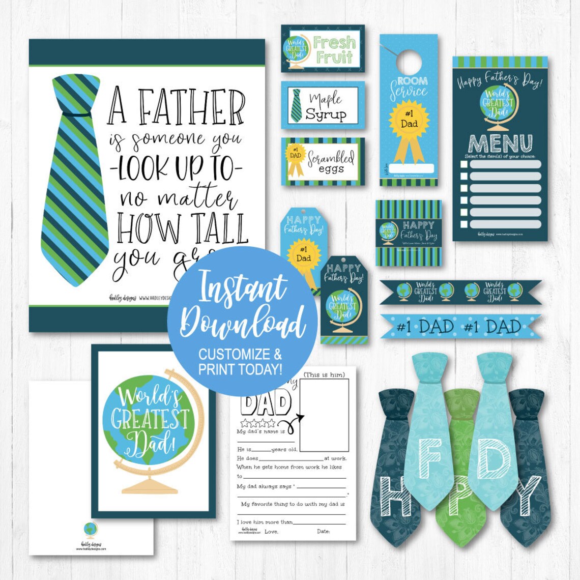 Fathers Day Tags Printable Labels Printable Tags DIY - Etsy