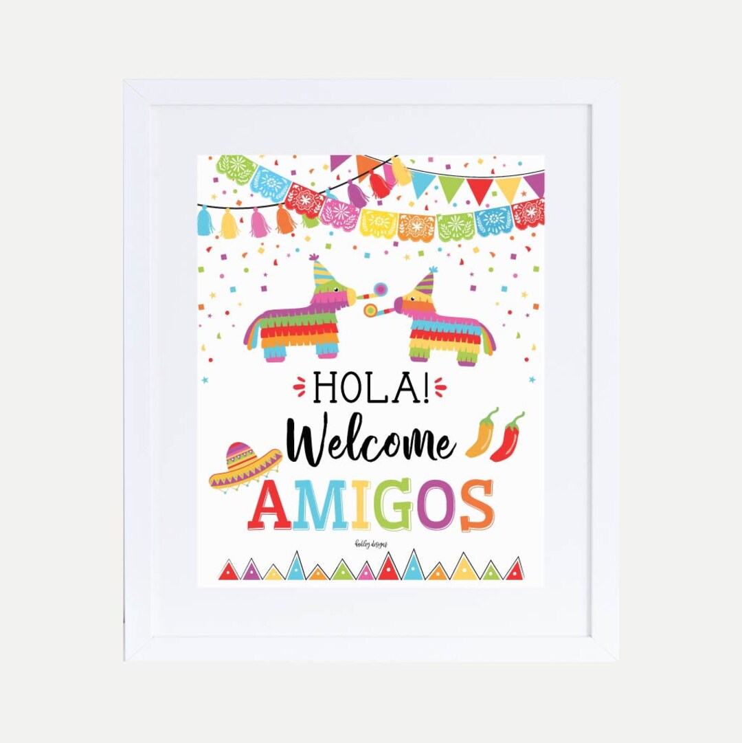 Fiesta Kids Party Welcome Sign Template Birthday Welcome Sign Poster ...