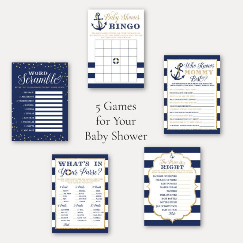 Nautical Baby Shower Complete Package Templates Baby Shower | Etsy