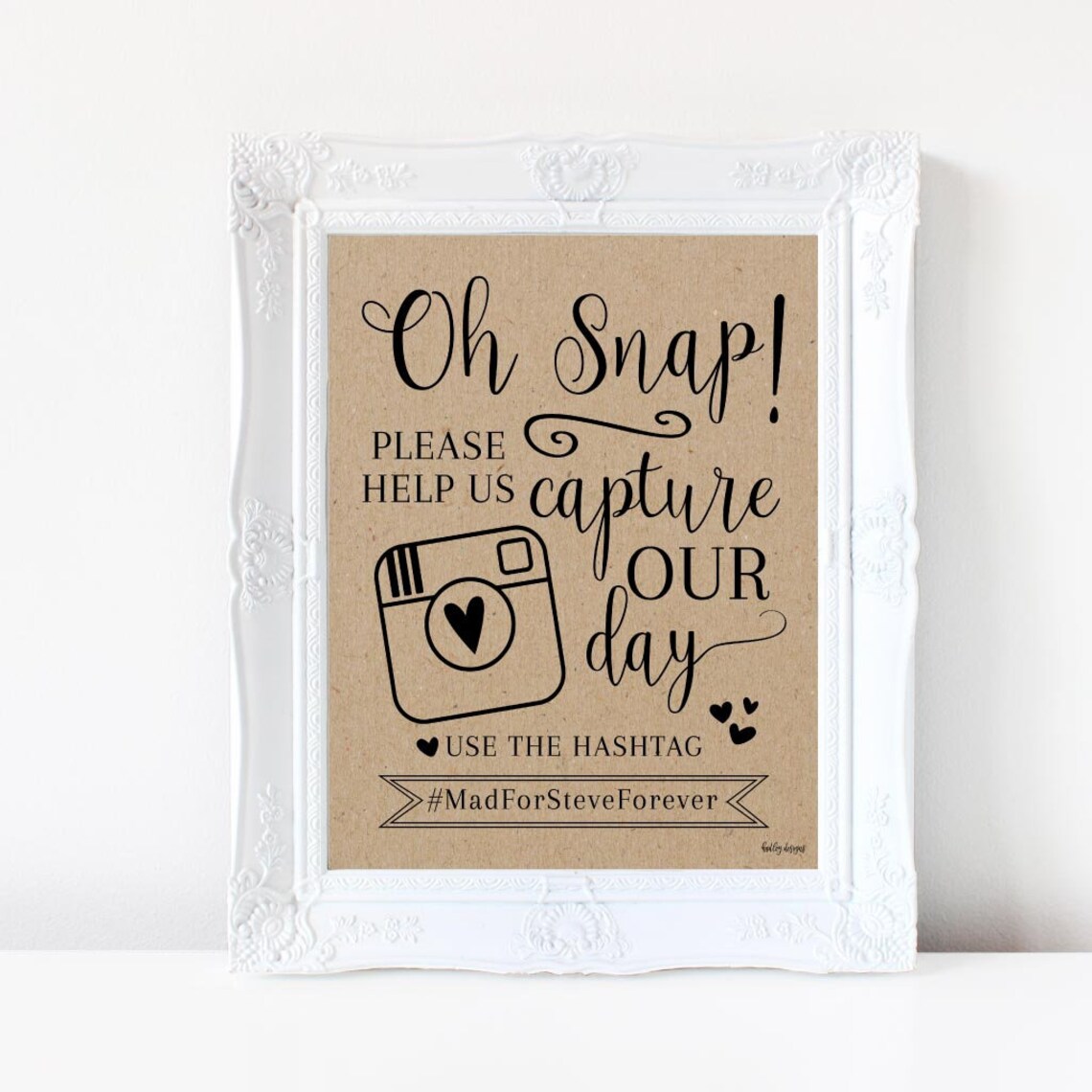 Kraft Calligraphy Wedding Hashtag Sign Template - Printable, Hashtag ...