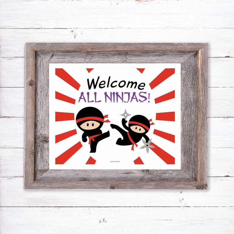 Ninja Kids Party Welcome Sign Template Birthday Welcome Sign - Etsy