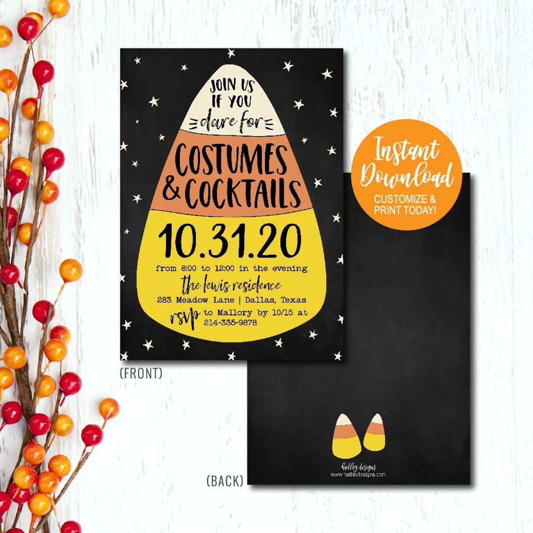 Candy Corn Halloween Costume Party Invitation, Costume Party Invitation ...