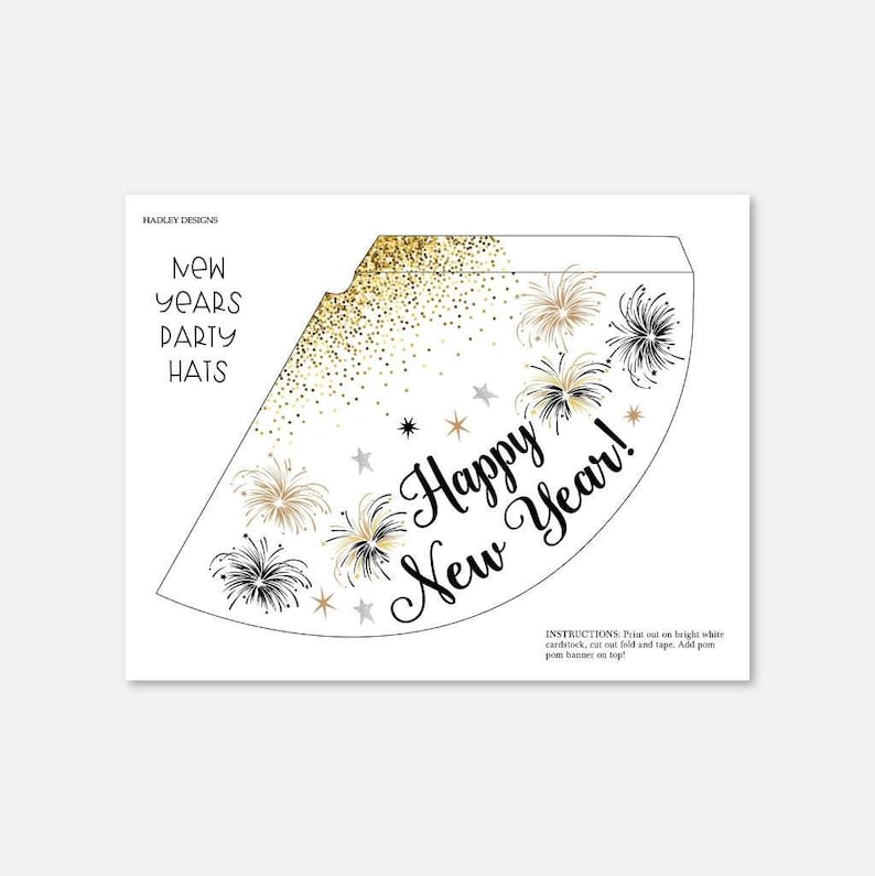 New Years Eve Party Hat Template New Years Party Hat - Etsy