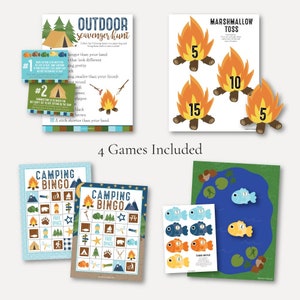 Camping Games for Kids Package Printable, Include Marshmallow Toss Game ...
