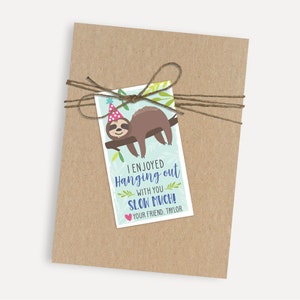 Sloth Kids Party Thank You Favor Tags Template - Custom Gift Tag ...