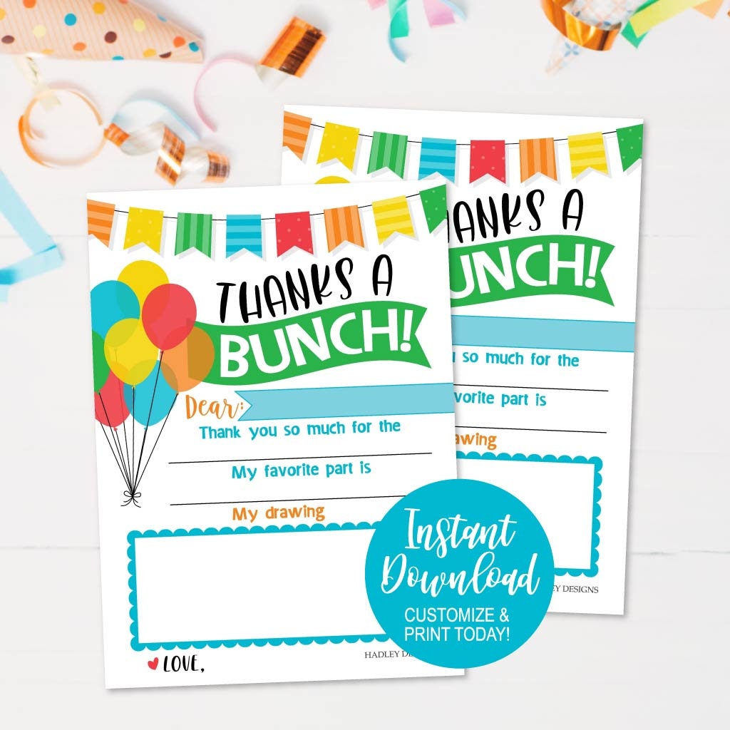 Birthday Thank You Card Printable Fill in the Blank Note - Etsy