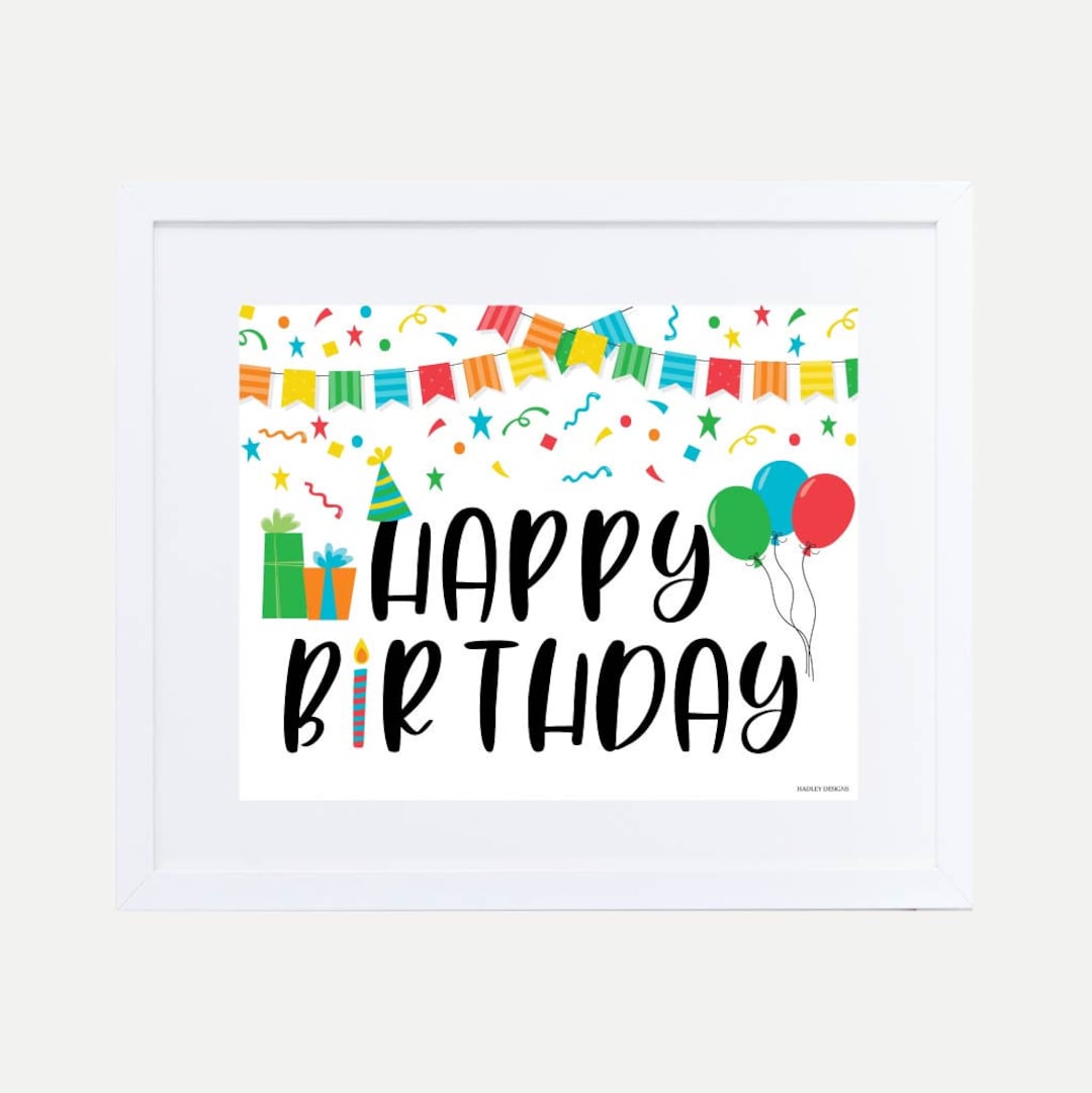 Happy Birthday Sign Printable, Colorful Birthday Poster, Yard Sign ...