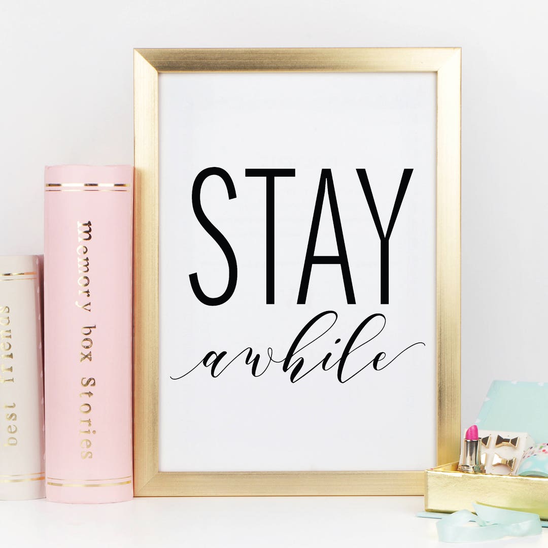 Stay Awhile Sign Black Minimalist Art Romance Master Bedroom - Etsy